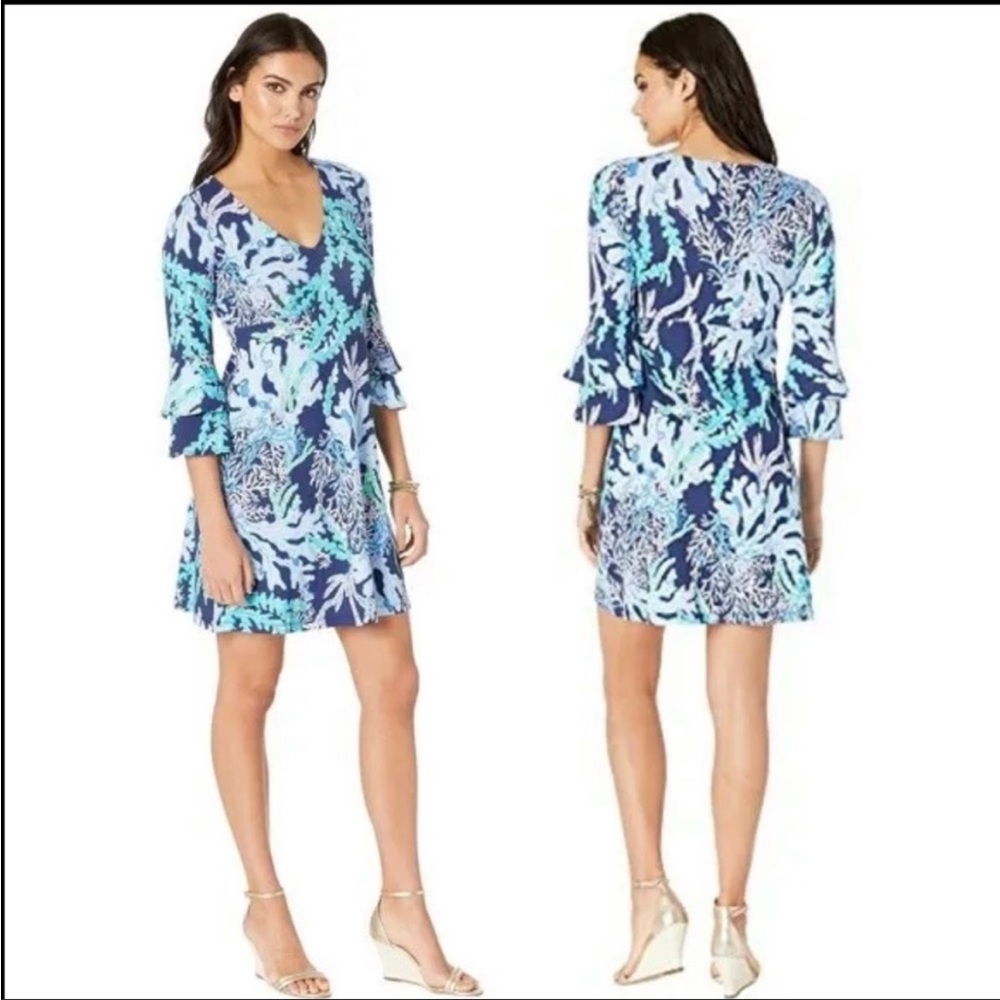 Lilly Pulitzer Raina Ruffle Coral Dress Women’s Size … - Gem